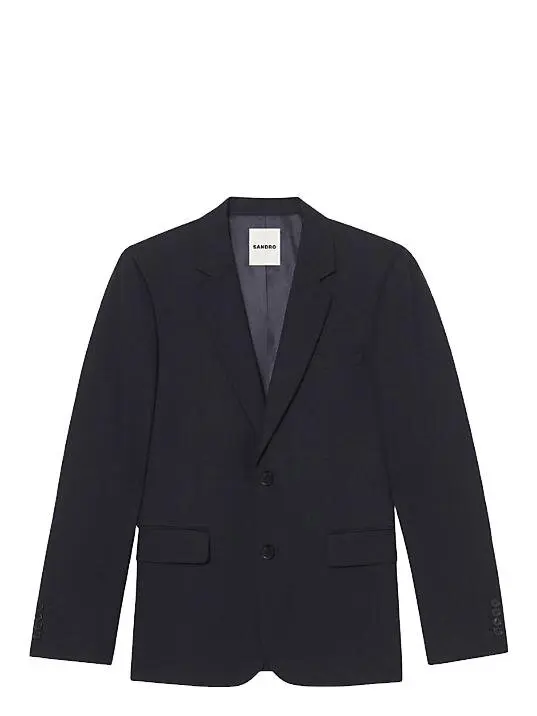Sandro Single-breasted Wool Blazer - Bleus