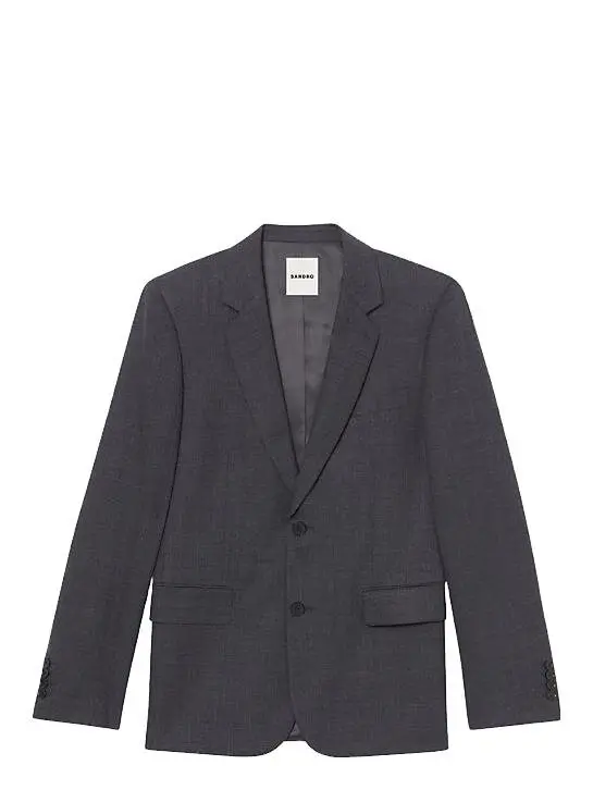 Sandro Single-breasted Wool Blazer - Noir / Gris