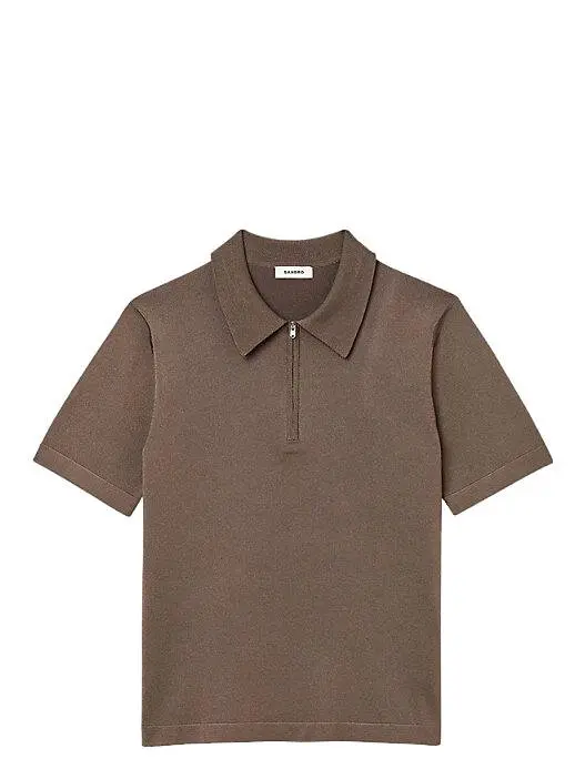 Sandro Zipped Stretch-woven Polo Shirt - Bruns