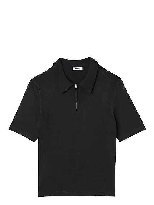 Sandro Zipped Stretch-woven Polo Shirt - Noir / Gris