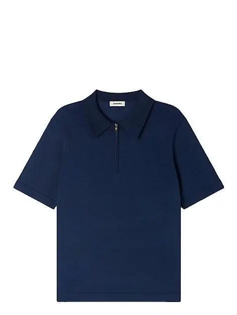 Sandro Zipped Stretch-woven Polo Shirt - Royal Blue