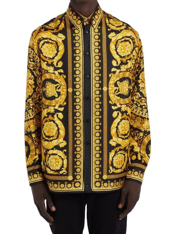 Versace Barocco Silk Shirt - Black Gold