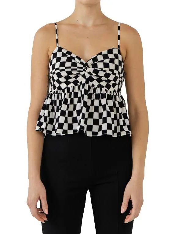 GREY LAB Checker Print Camisole - Black/white