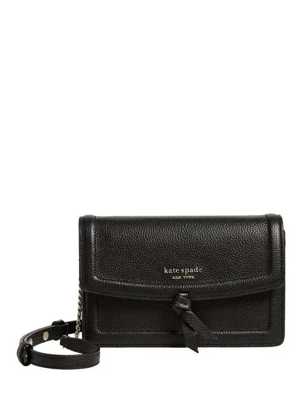 Kate Spade New York Knott Pebbled Leather Flap Crossbody Bag - Black