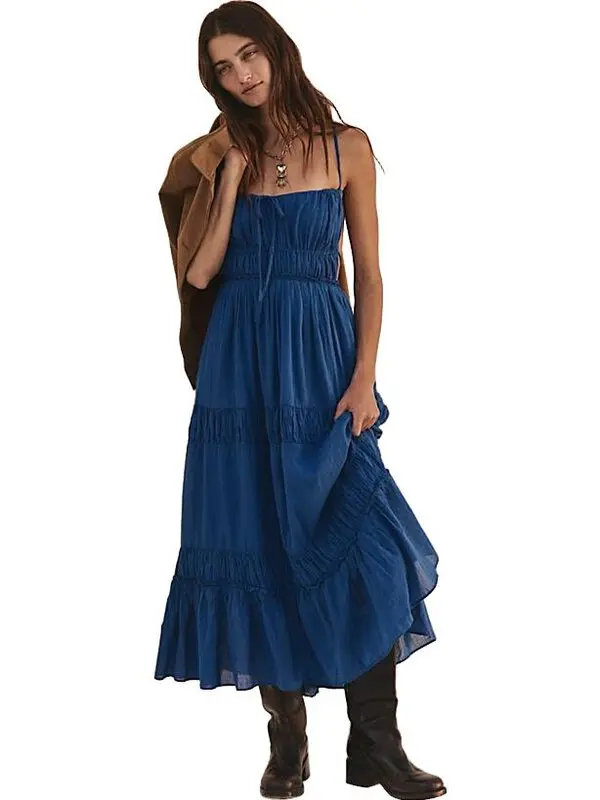 Free People Taking Sides Maxi Dress - Blue Sail