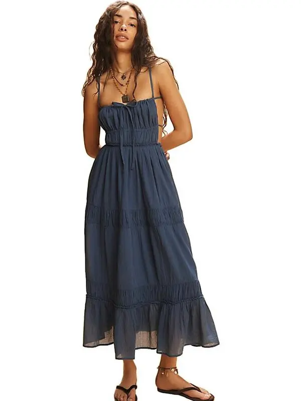 Free People Taking Sides Maxi Dress - Dark Denim