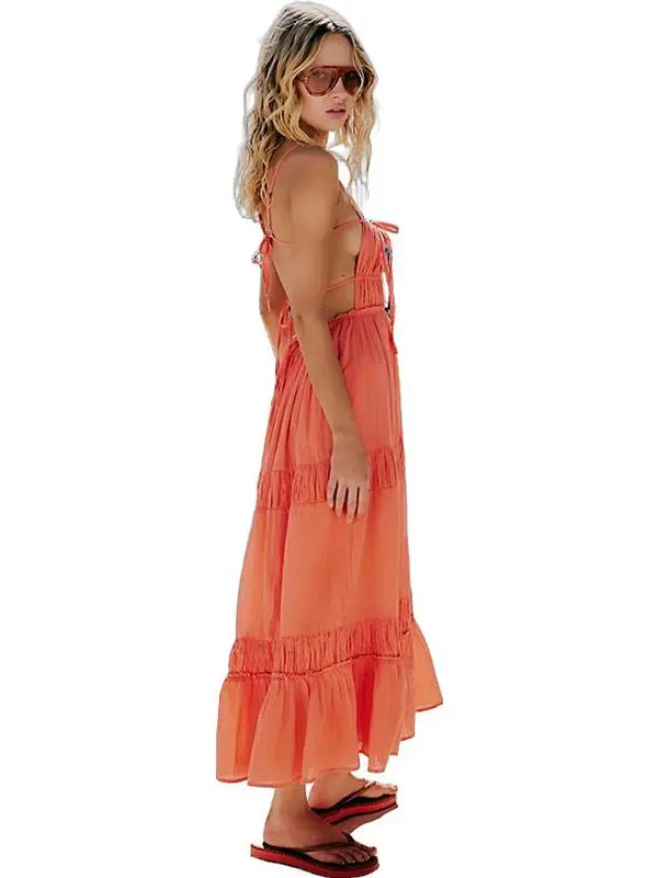Free People Taking Sides Maxi Dress - Fusion Coral
