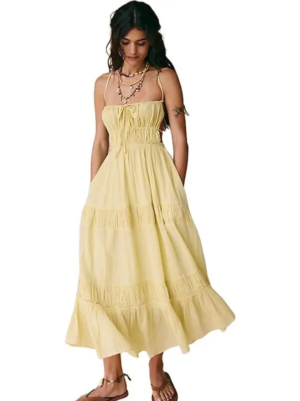 Free People Taking Sides Maxi Dress - Lemongrass