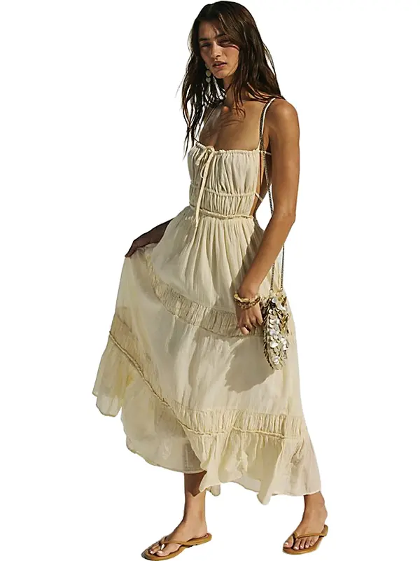 Free People Taking Sides Maxi Dress - Wet Plaster