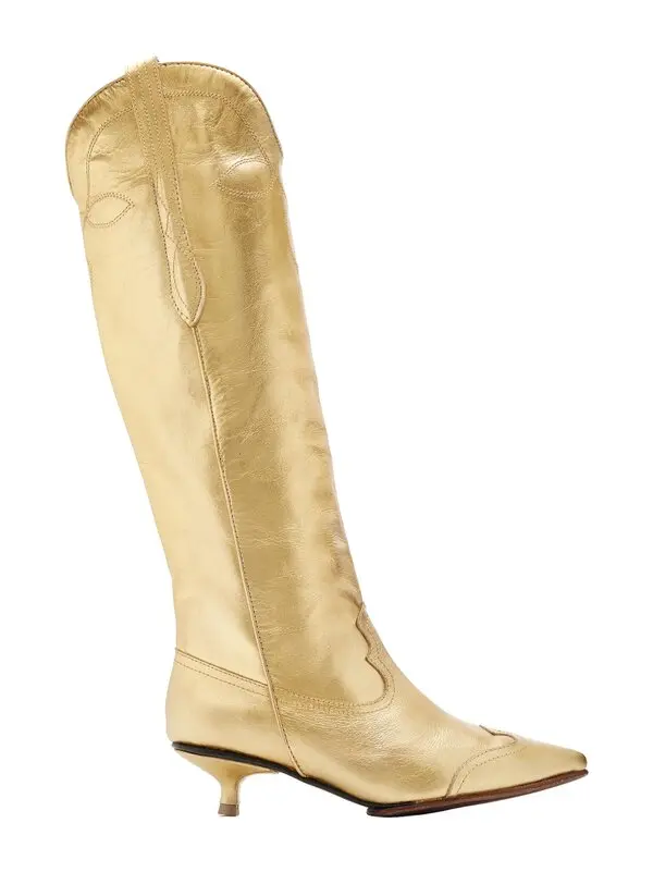 Johanna Ortiz Composed Of Love Metallic Leather Boots - Gold
