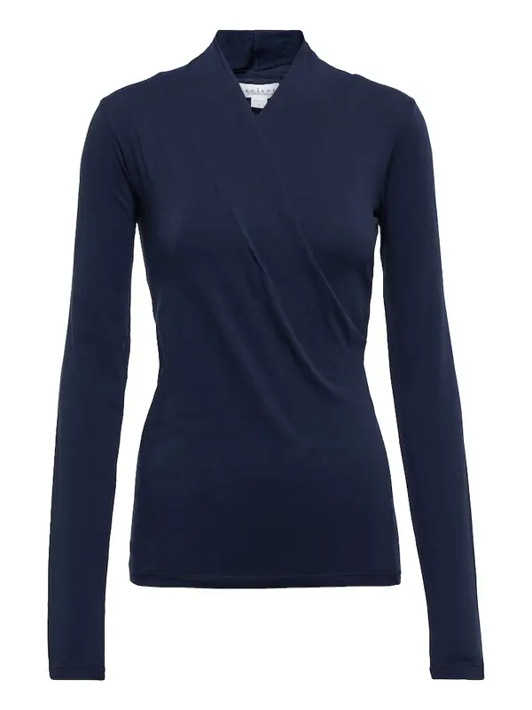 Velvet By Graham & Spencer Meri Cotton Wrap Top - Blue