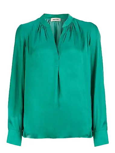 Zadig&Voltaire V-neck Satin Shirt - Emeraude