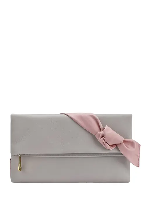 Gigi New York Stella Clutch With Lambskin Bow - Beige
