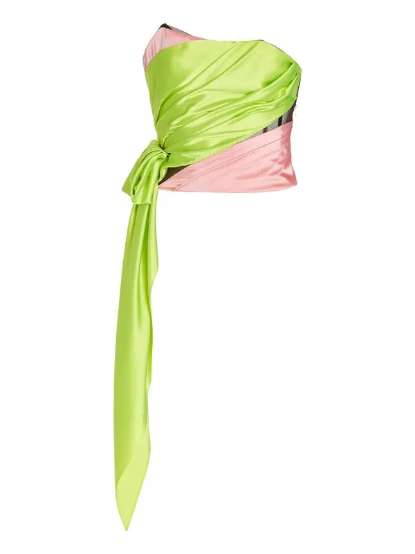 Halpern Draped Asymmetric Bustier Top - Multi