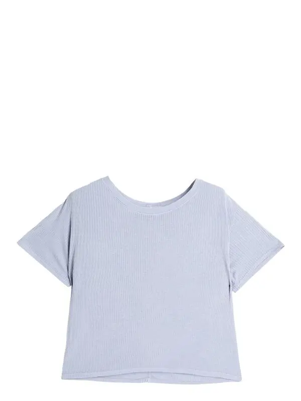 Enza Costa Cropped Ribbed Jersey T-shirt - Sky Blue