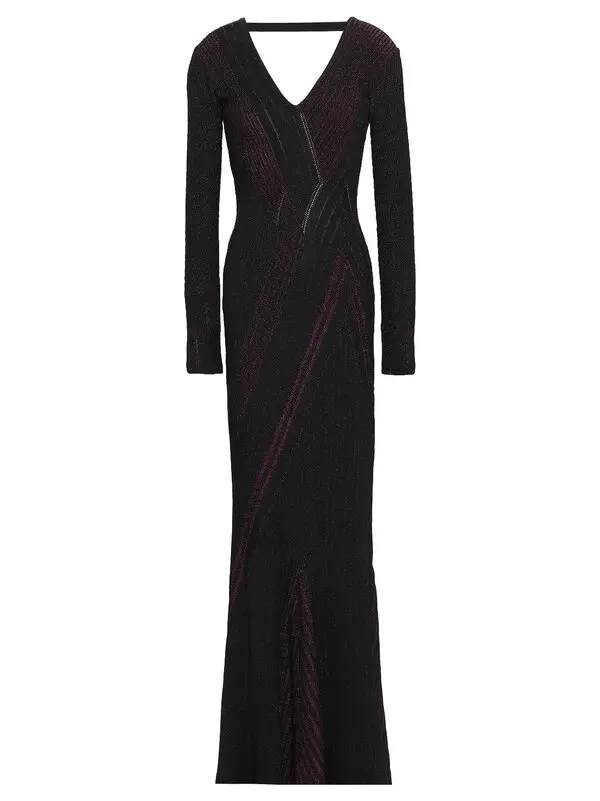 Roberto Cavalli Metallic Ribbed-knit Gown - Merlot