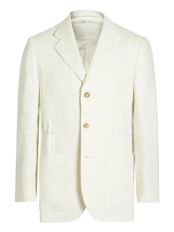 UMIT BENAN Double-breasted Linen Blazer - Neutrals