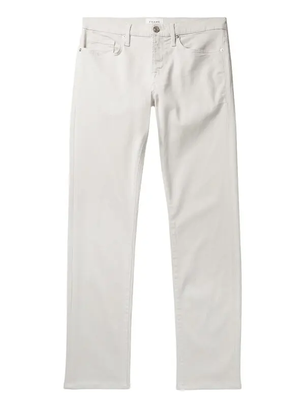 FRAME L'homme Slim-fit Stretch Lyocell-blend Trousers - Neutrals