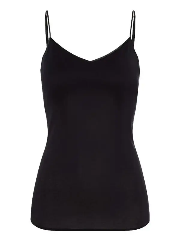 Hanro Seamless & Padded Spaghetti-strap Cotton Cami - Black