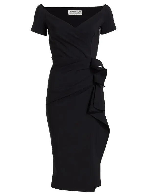 Chiara Boni La Petite Robe Silveria Draped Off-the-shoulder Dress - Black