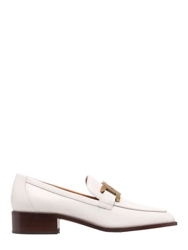 TOD'S Logo-plaque Leather Loafers - Neutrals