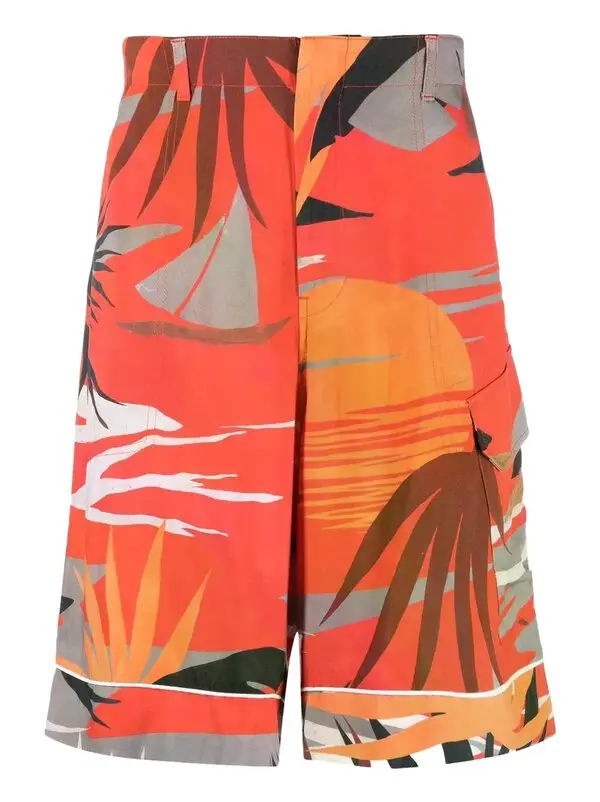 Palm Angels Graphic-print Cargo Shorts - Orange