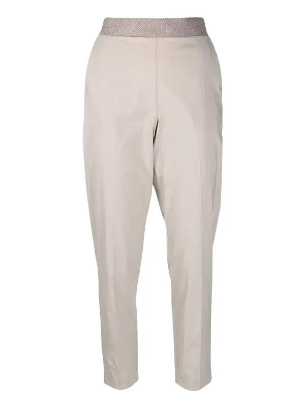 LE TRICOT PERUGIA Contrast-waist Tapered Trousers - Neutrals