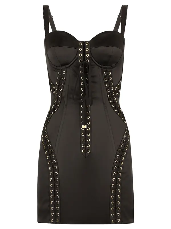 Dolce & Gabbana Lace-up Mini Dress - Black