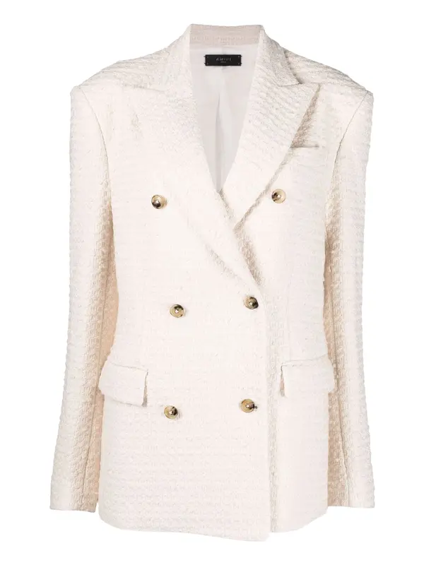 Amiri Knitted Double-breasted Blazer - Neutrals