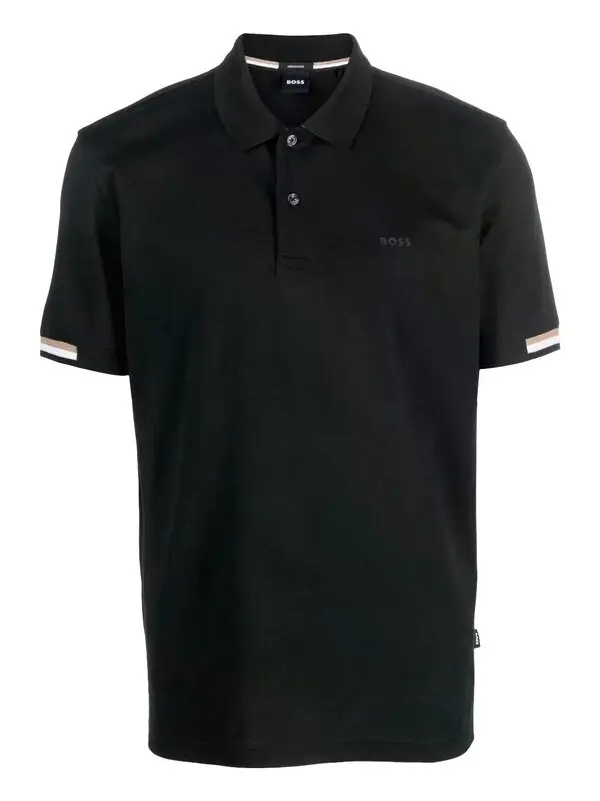 BOSS Stripe-trimmed Polo Shirt - Black