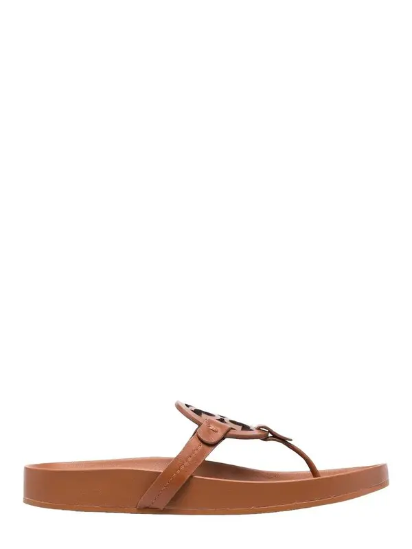 Tory Burch Logo-patch Thong Sandals - Brown