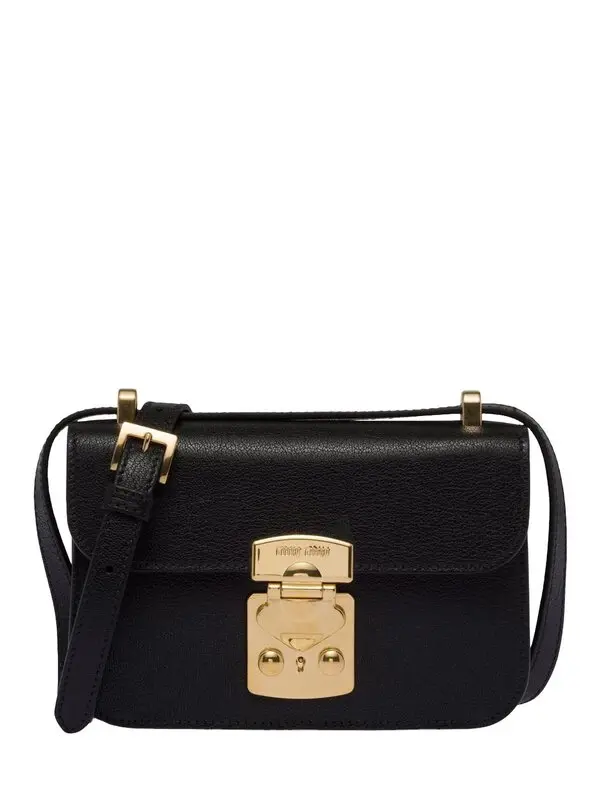 Miu Miu Madras Leather Shoulder Bag - Black