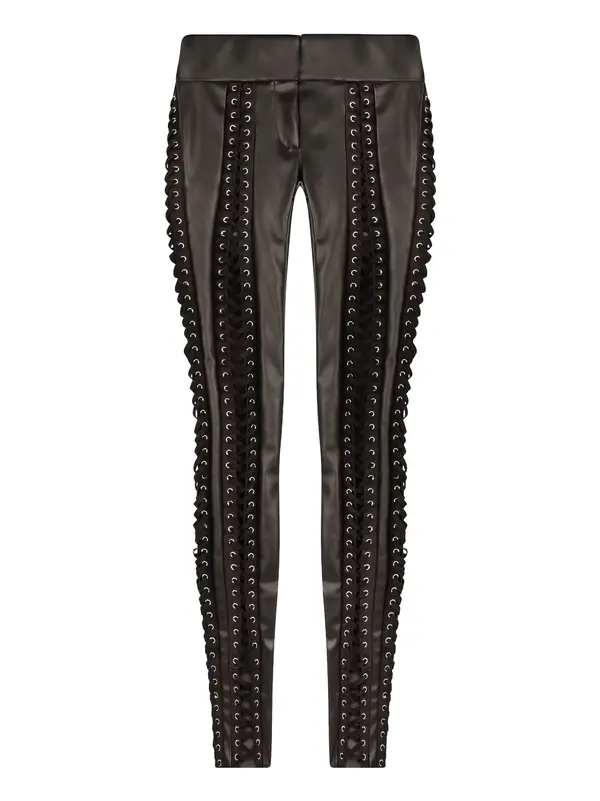 Dolce & Gabbana Faux-leather Lace-up Trousers - Black