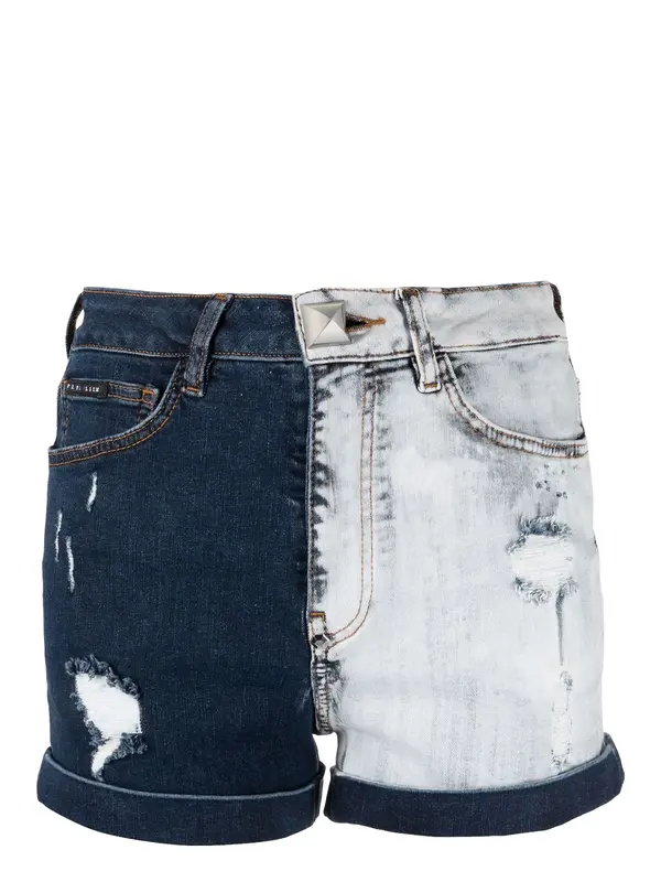 Philipp Plein Two-tone Denim Shorts - Blue