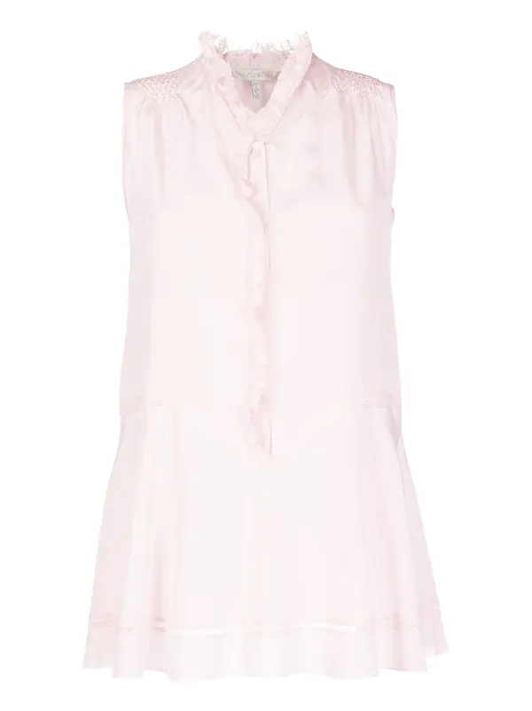 Shiatzy Chen Silk Ruffle-detail Sleeveless Blouse - Pink