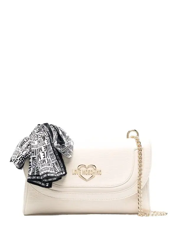 Moschino Crocodile-effect Faux-leather Shoulder Bag - Neutrals