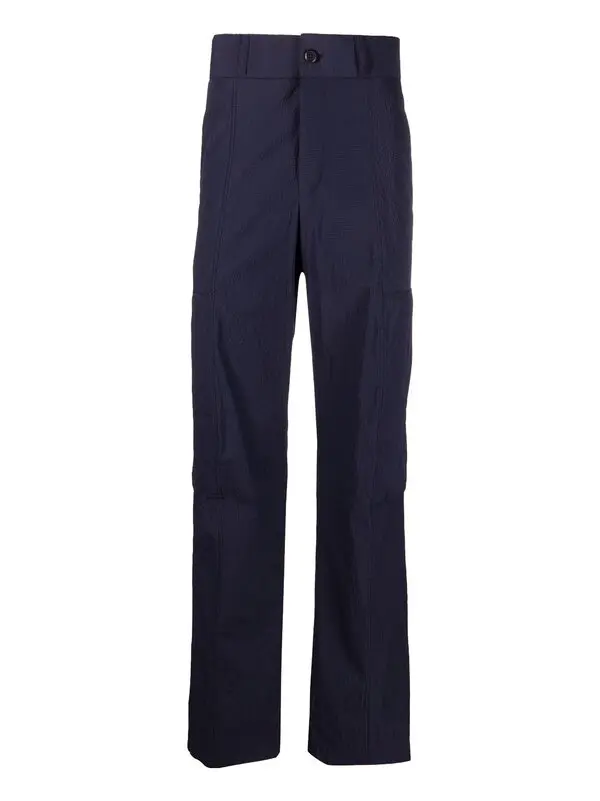 FERRAGAMO Multi-pocket Seersucker Trousers - Blue
