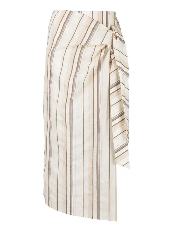 Brunello Cucinelli Striped Wrap Skirt - Neutrals
