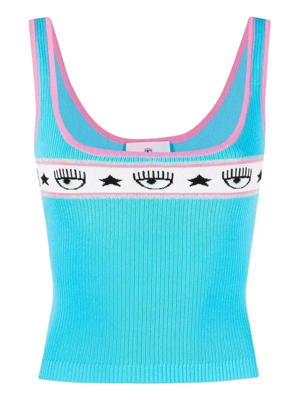 CHIARA FERRAGNI Eye-motif Knitted Vest Top - Blue
