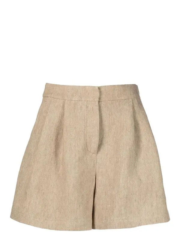 Alberta Ferretti High-waisted Linen Shorts - Neutrals