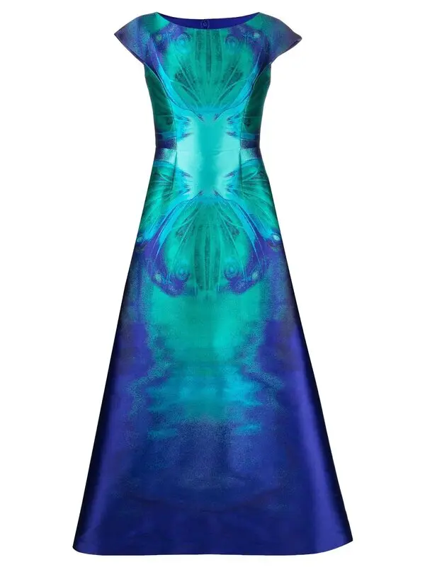 Alberta Ferretti Butterfly Print A-line Gown - Blue
