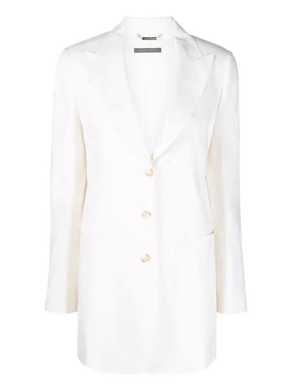 Alberta Ferretti Longline Single-breasted Blazer - White
