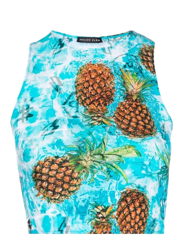 Philipp Plein Pineapple Skies Crop Top - Blue