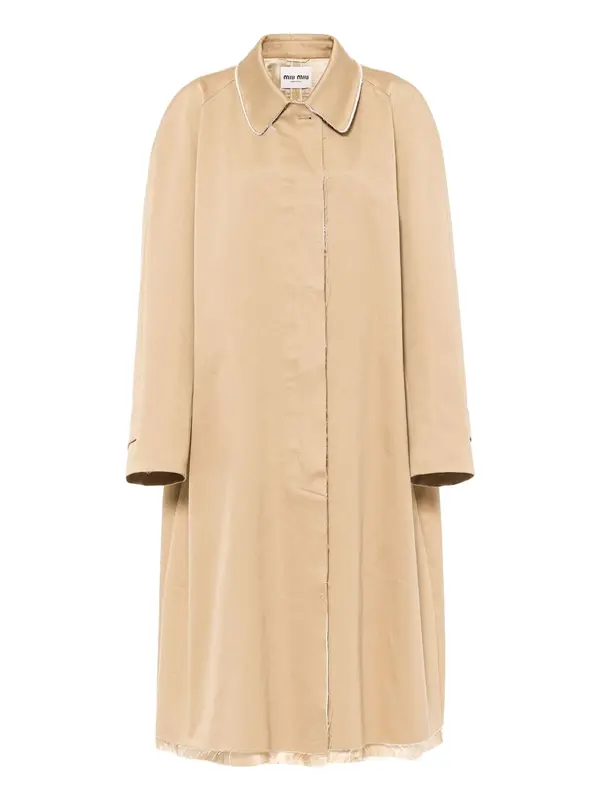 Miu Miu Single-breasted Chino Coat - Neutrals