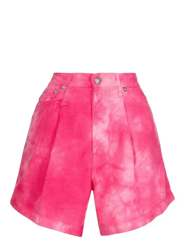 R13 Tie-dye Corduroy Shorts - Pink