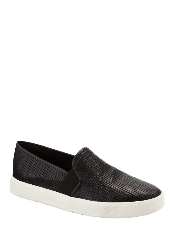 Vince Perforated Leather Slip-on Sneakers - Black