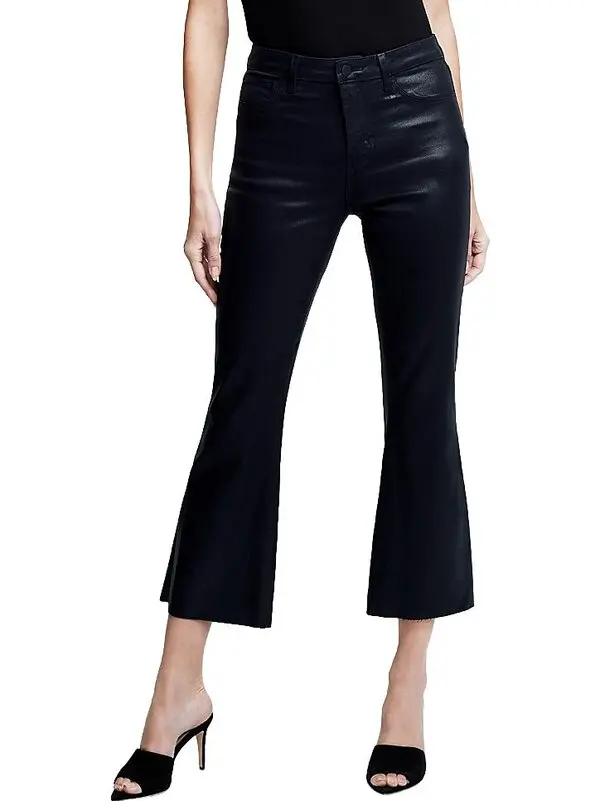 L'Agence Kendra High-rise Flared Jeans - Noir Coated