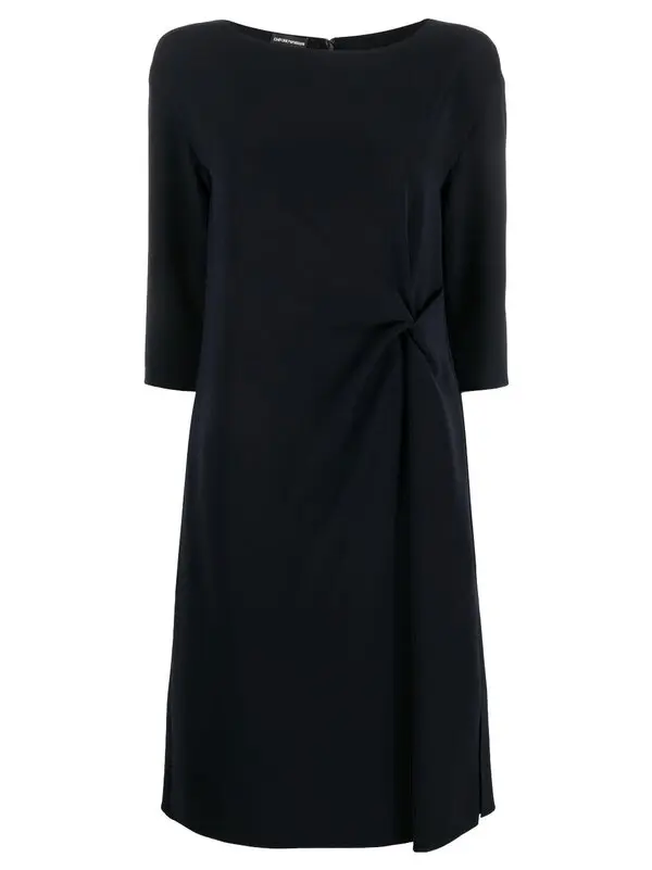 Emporio Armani Gathered-detail Midi Dress - Blue