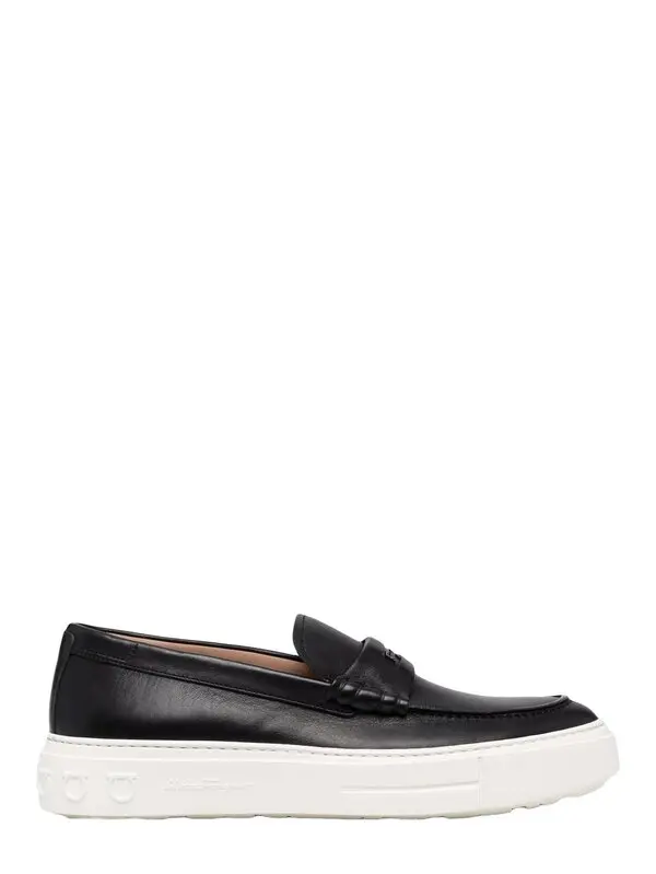 FERRAGAMO Gancini Platform Leather Loafers - Black