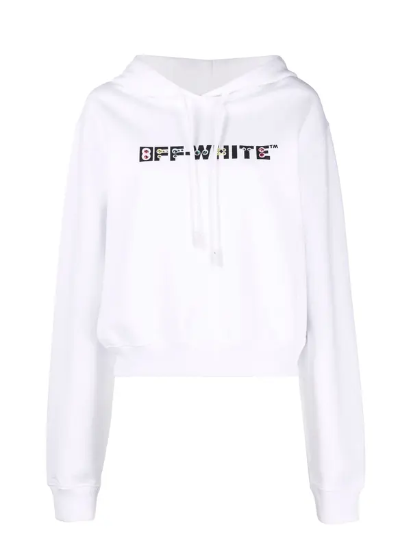 Off-White Rhinestone-embellished Logo Hoodie - White